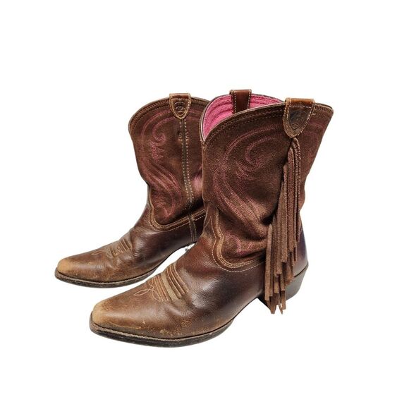 Ariat | Shoes | Ariat Fancy Western Boots Womens Size 5 Mid Calf Fringe ...